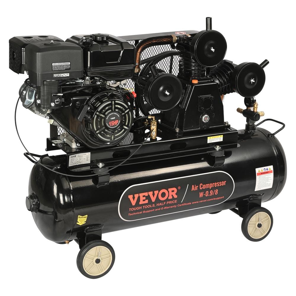 VEVOR 30 Gal. Gas Powered Air Compressor 15 HP 33CFM@115PSI Air Compressor Tank with Wheels ...