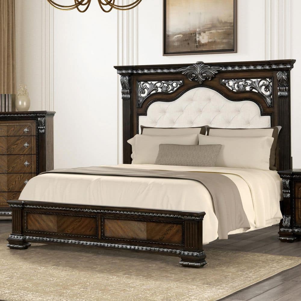 Furniture of America Betry Traditional Espresso Brown Wood Frame Queen ...