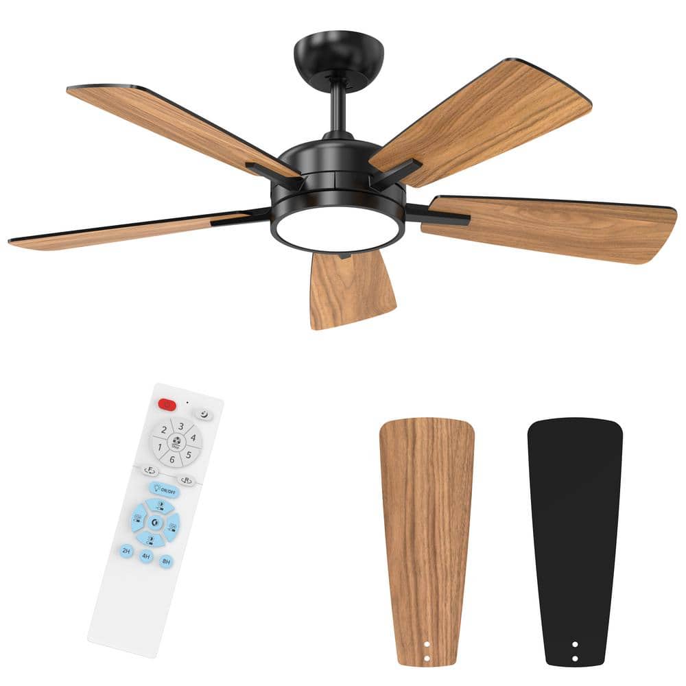 QRMOK T5 Series 46 in. Indoor Black Ceiling Fan with Dimmable 3-CCT ...