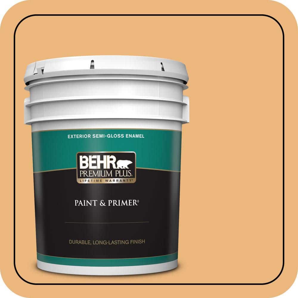 BEHR PREMIUM PLUS 5 gal. #ICC-100 Eastern Amber Semi-Gloss Enamel ...