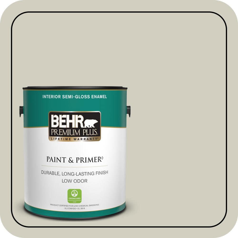 BEHR PREMIUM PLUS 1 gal. #N350-2 Sawgrass Semi-Gloss Enamel Low Odor ...
