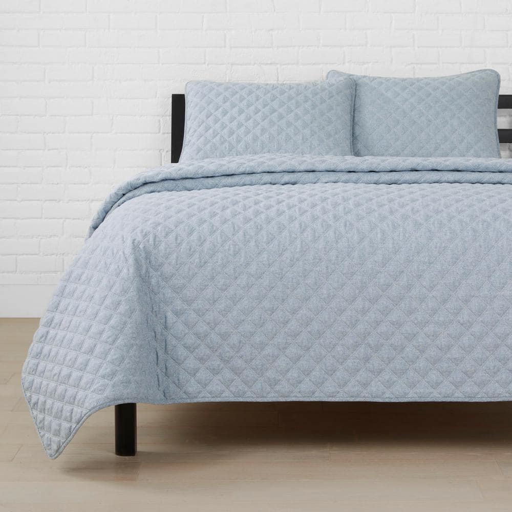 StyleWell Zoe 3-Piece Washed Denim Microfiber Full Queen Quilt Set ...