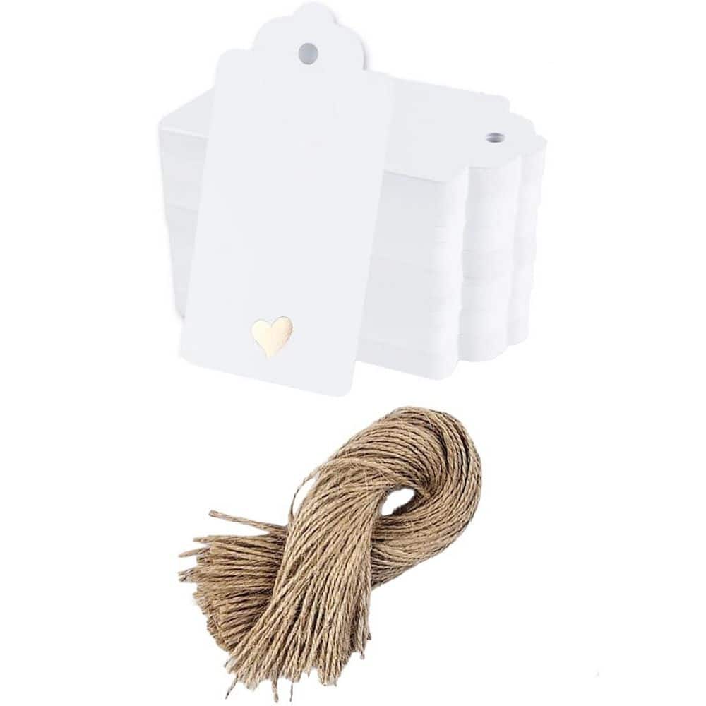 140Pcs Blank Gift Tags with String Attached 2x4in White Paper Tag Foil ...
