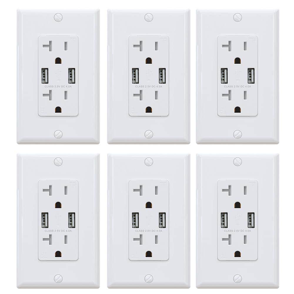 ELEGRP 4.0 Amp Dual USB Ports with Smart Chip, 20 Amp Duplex Tamper ...