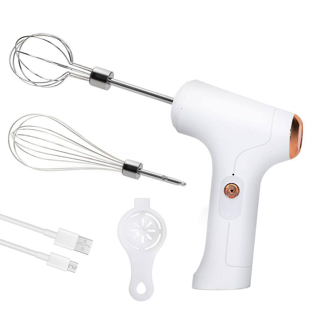 Wudkey White Handheld Electric Whisk with 3 Speed Modes, Hand Held Egg ...