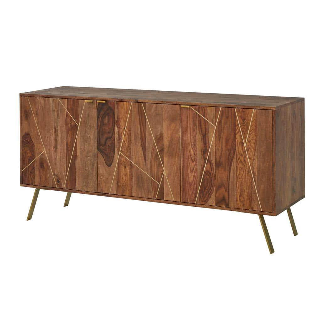 Home Decorators Collection Dark Natural Finish Buffet Table with Gold ...