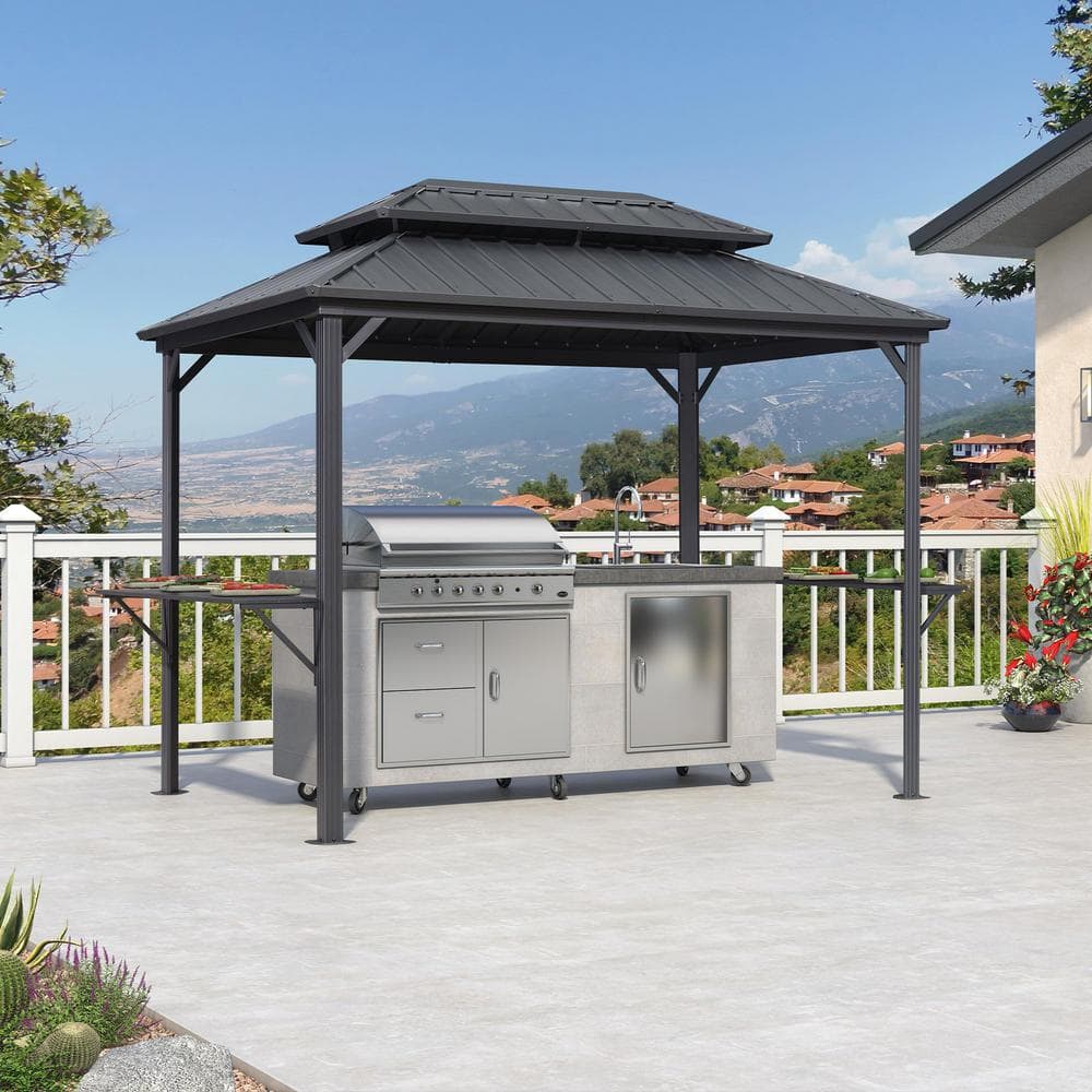 PURPLE LEAF 6.5 ft. x 10 ft. Hardtop Grill Gazebo for Patio Aluminum ...