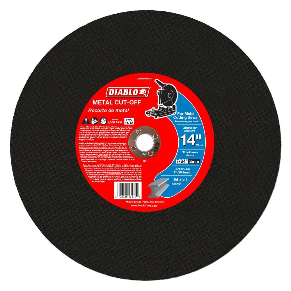 DIABLO 14 in. x 7/64 in. x 1 in. Metal Chop Saw Disc DBD014109A01F ...