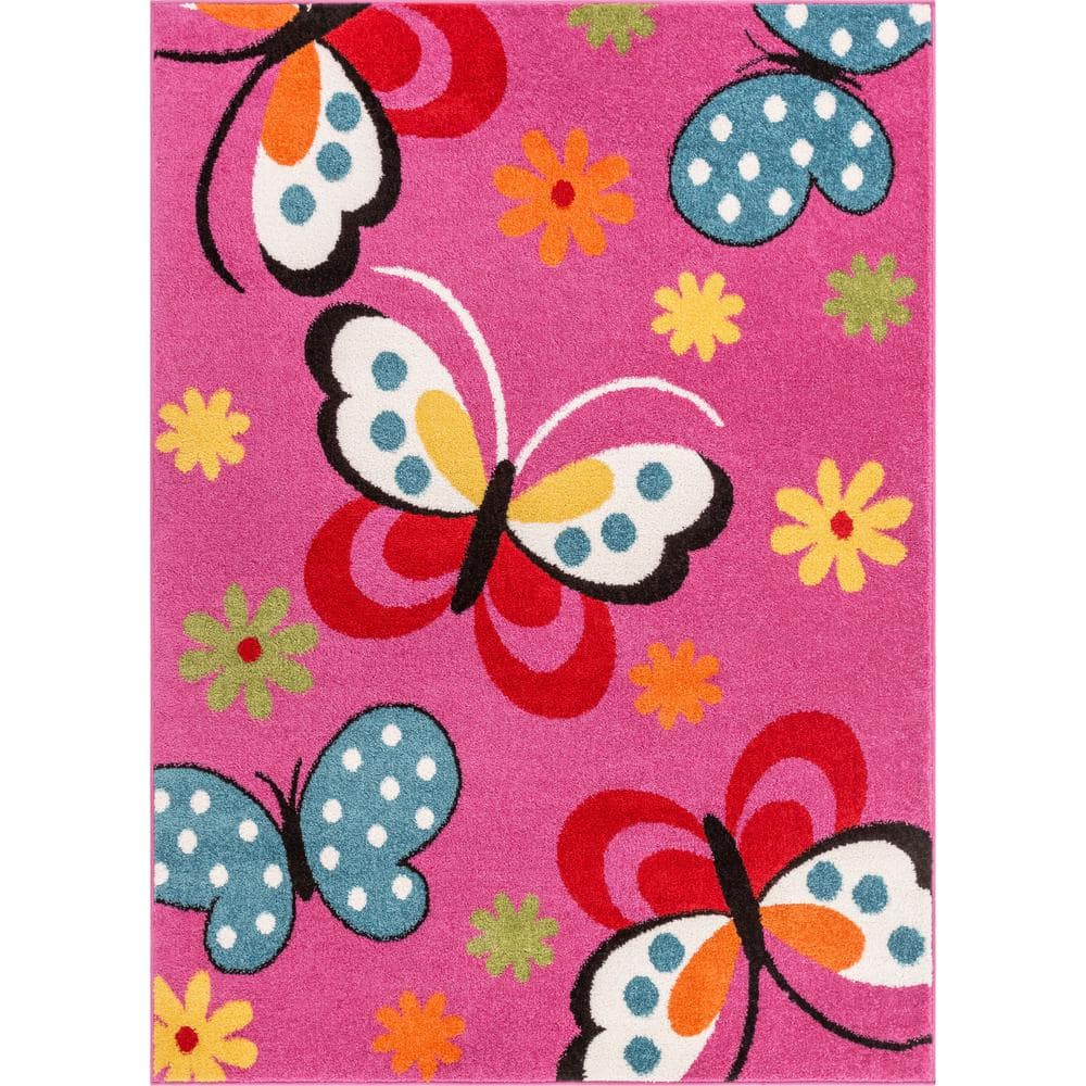Well Woven StarBright Daisy Butterflies Pink Modern Abstract 7 ft. 10 ...
