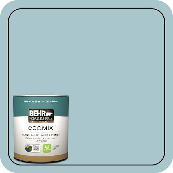 BEHR PREMIUM PLUS 1 qt. #S450-3 Spring Storm Semi-Gloss Enamel EcoMix ...