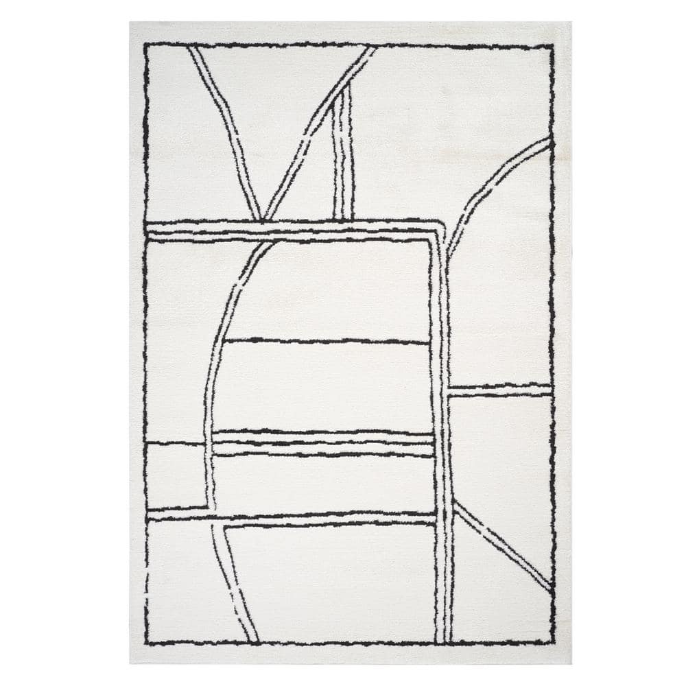 Amer Rugs Monotone 8 x 10 White Moraccan Pattern Area Rug for High ...