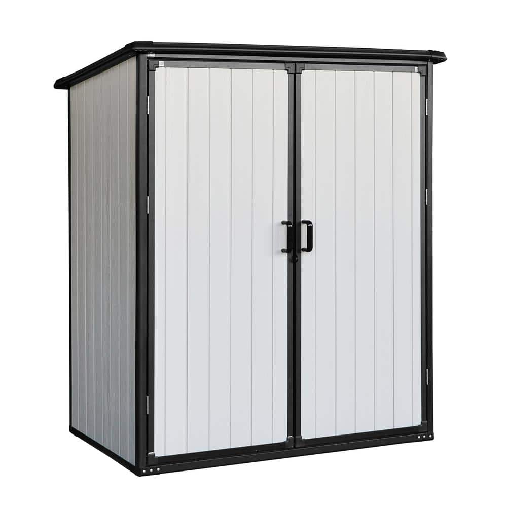 Black 5 ft. W x 3 ft. D Plastic Outdoor Waterproof Storage Shed with ...