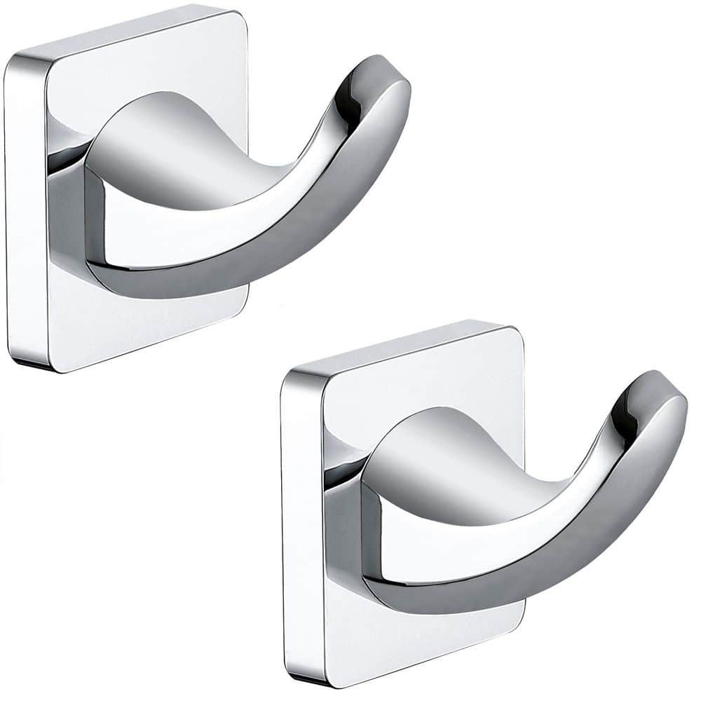 2-Pack Wall Mounted J-Hook Robe/Towel Hook in Stainless Steel Mirror ...