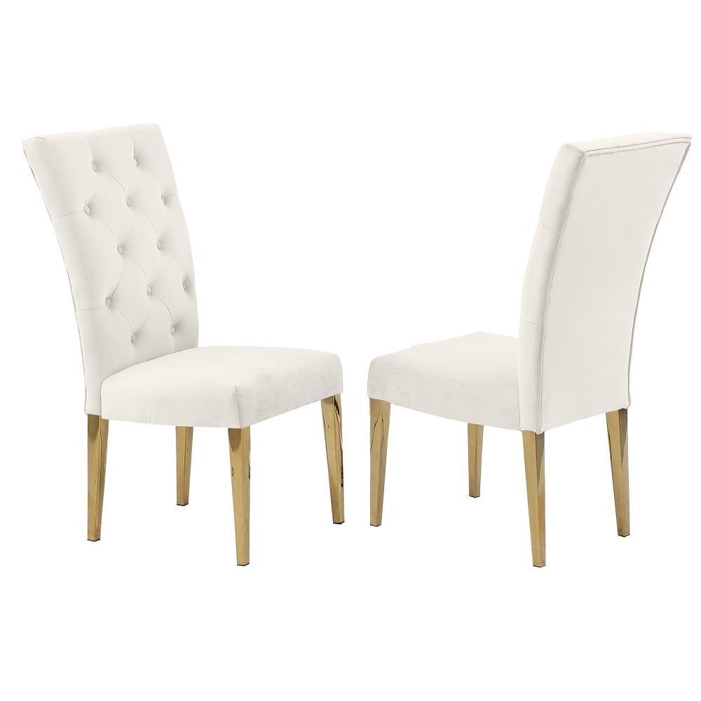 Best Master Furniture Lexington Cream/Gold Tufted Velvet Parsons Chairs ...