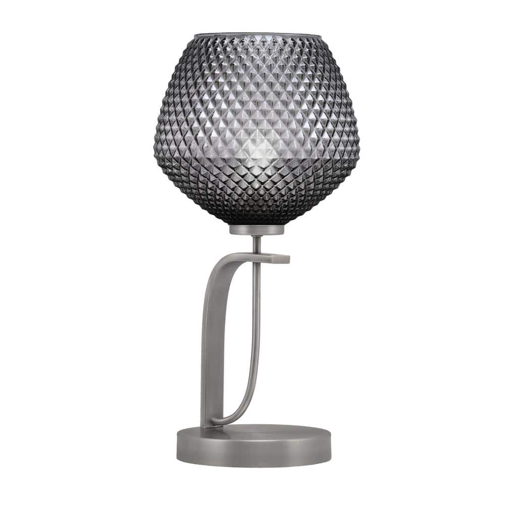 Olympia 19 in. Graphite Piano Desk Lamp with Smoke Textured Glass Shade ...