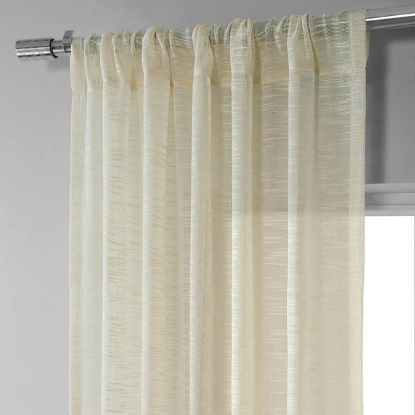 Exclusive Fabrics Linen Open Weave Cream Sheer Cortina Crimson Lugano