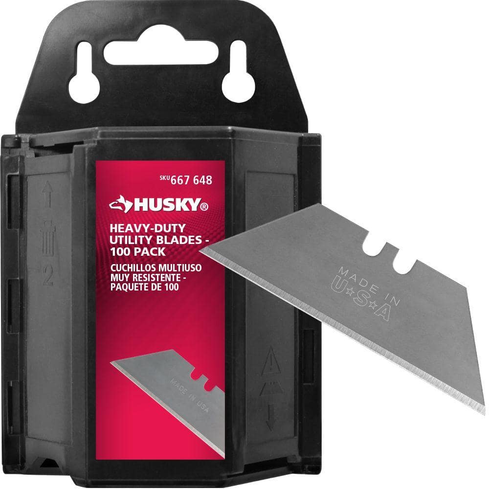 Husky Heavy-Duty Utility Blades (100-Pack Dispenser) 667648 - The Home ...