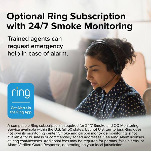Kidde Hardwired Ring App Enabled Smart Smoke & Carbon Monoxide Detector, AA Battery Backup ...