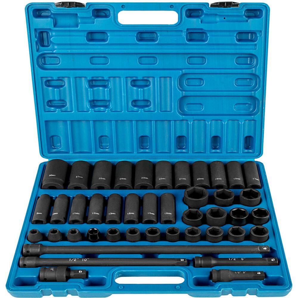 SKYSHALO Impact Socket Set 1/2 in. 43 Piece Impact Sockets, Standard ...