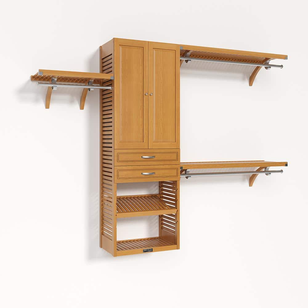 John Louis Home 72 in. W - 120 in. W Honey Maple Walk in with 2 Drawers ...