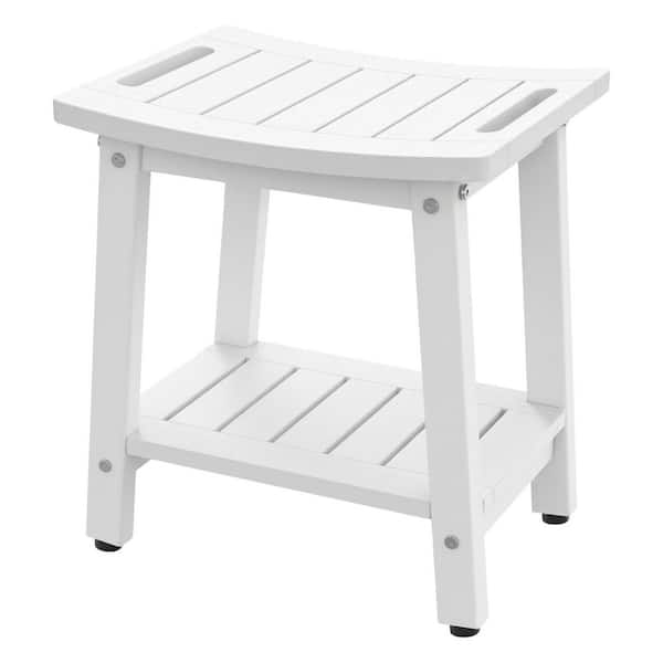 Phewnyzo White Plastic Indoor Outdoor Storage Stool Shower Bench ...