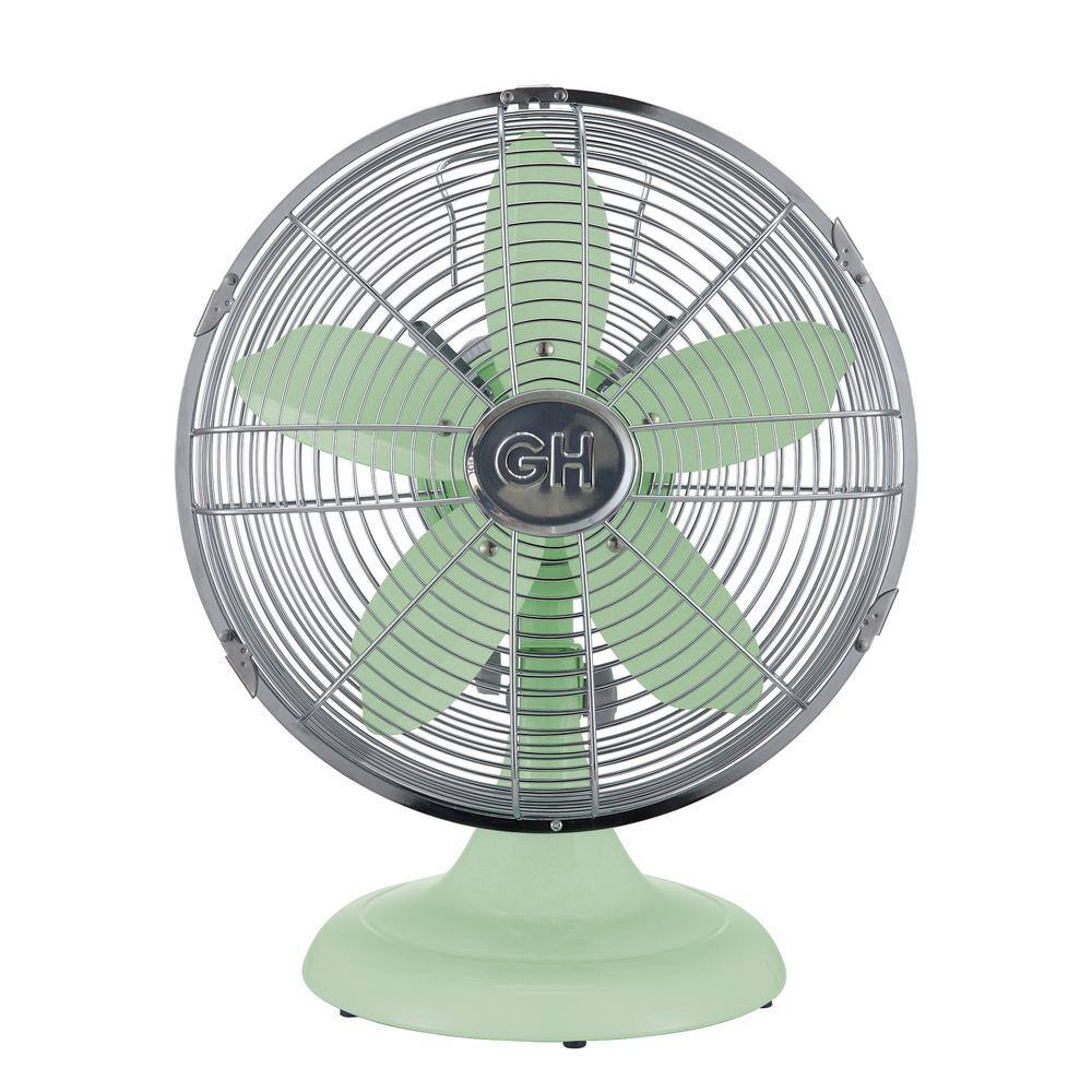 GOOD HOUSEKEEPING Retro 12 in. All-Metal Table Fan in Mint Green 92607 ...