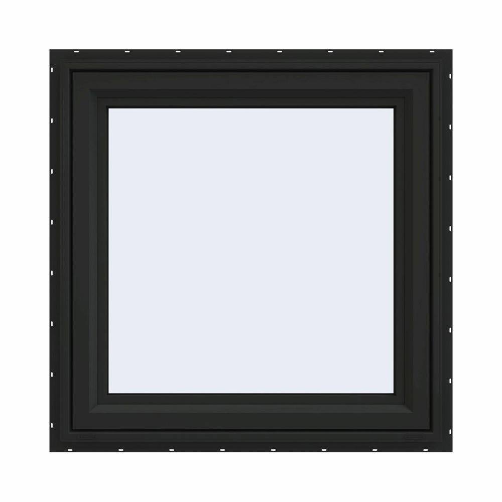 JELD-WEN 36 in. x 36 in. V-4500 Series Bronze FiniShield Vinyl Right ...