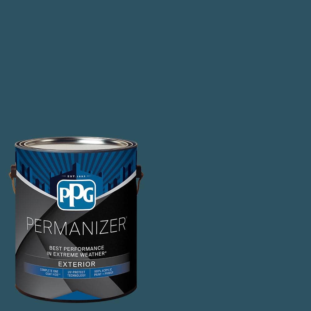 PERMANIZER 1 gal. PPG1149-7 Blue Bayberry Flat Exterior Paint PPG1149 ...