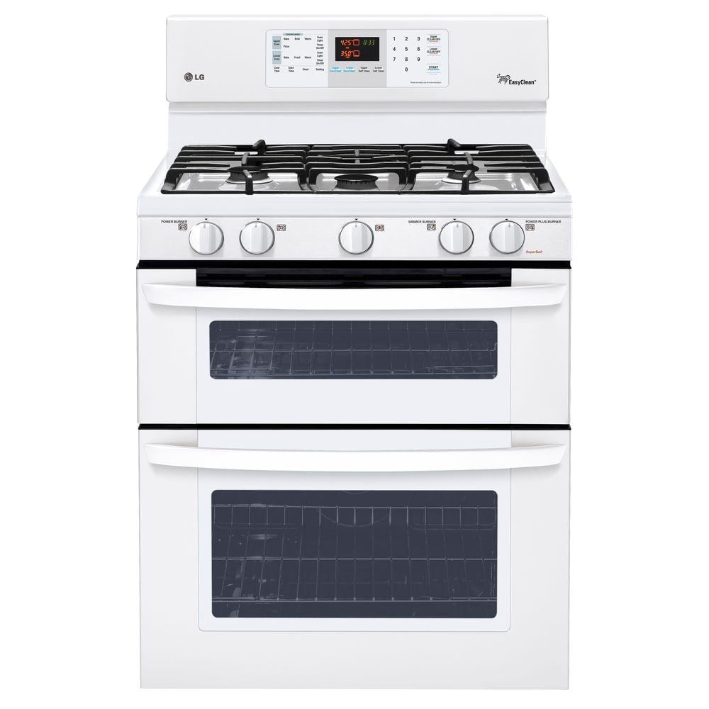 White Double Oven Gas Range
