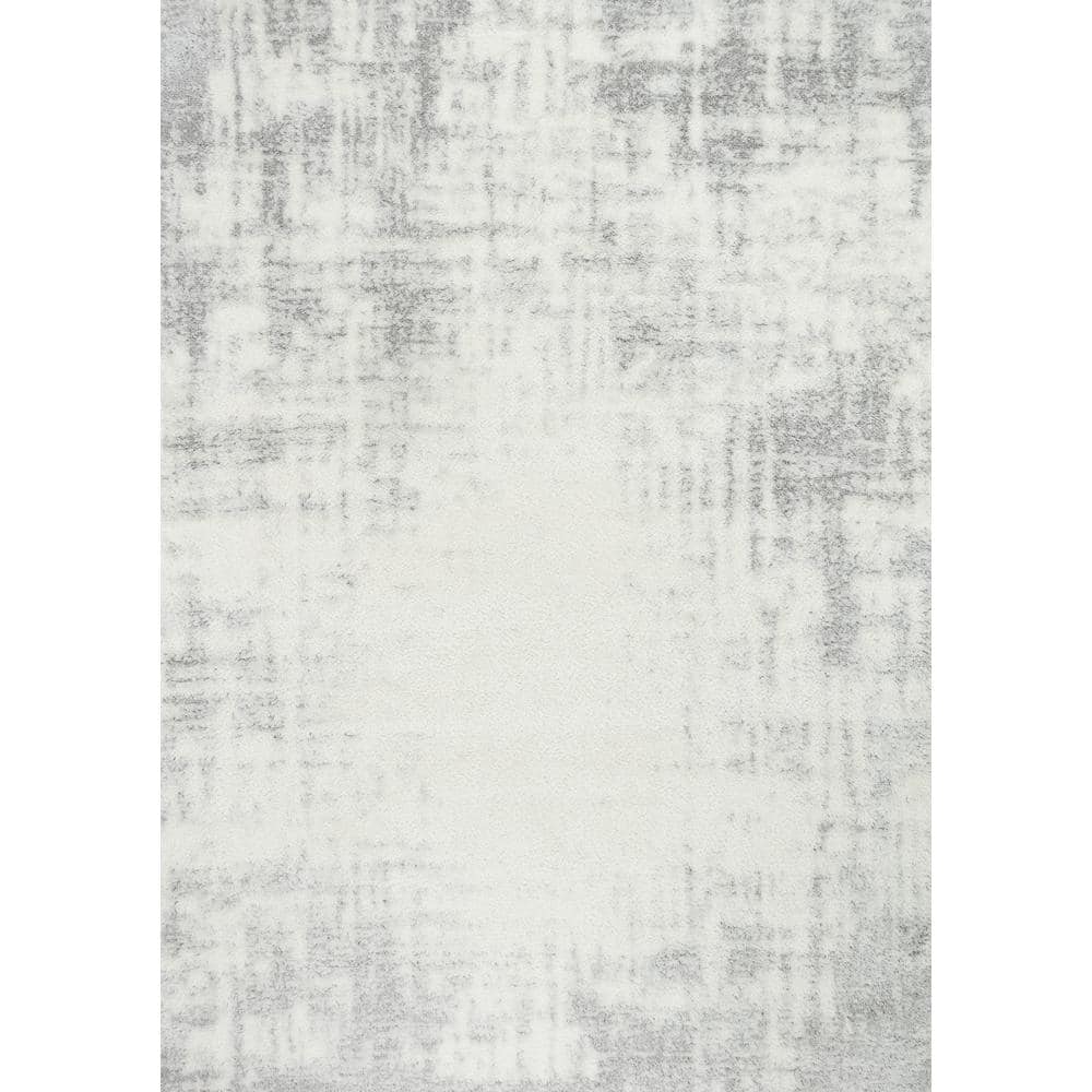 Pasargad Home Paris Shag Ivory/Grey 12 ft. x 15 ft. Abstract Area Rug ...