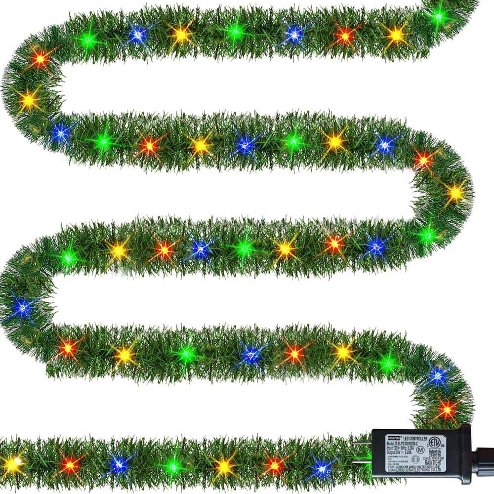 50 FT Green Artificial Pre-lit Christmas Garland, 150 LED Lights ...
