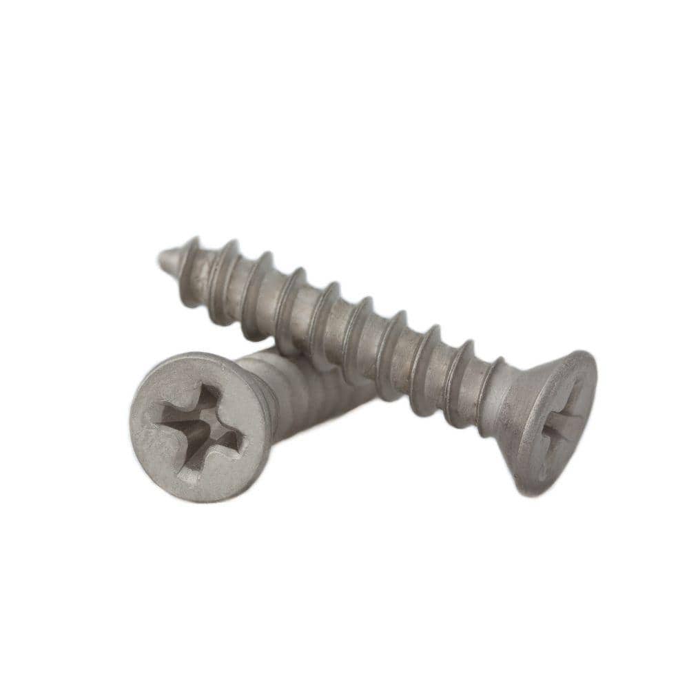 Fringe Screw #9 x 1 in. Satin Nickel Phillips Flat-Head Screw with ...