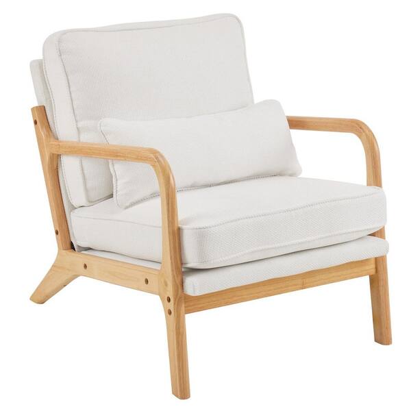 Outopee White Linen Arm Chair O1G52004213 - The Home Depot
