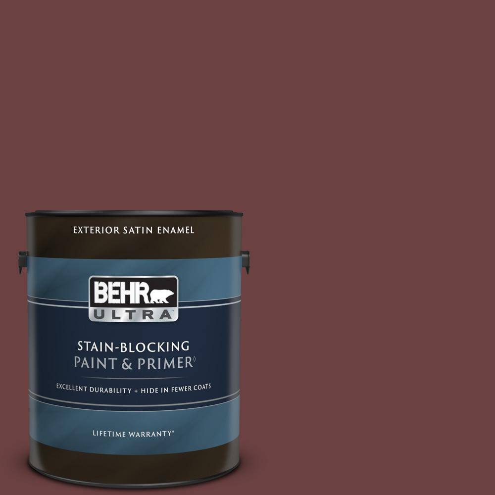 BEHR ULTRA 1 gal. #BIC-50 Deep Claret Satin Enamel Exterior Paint ...