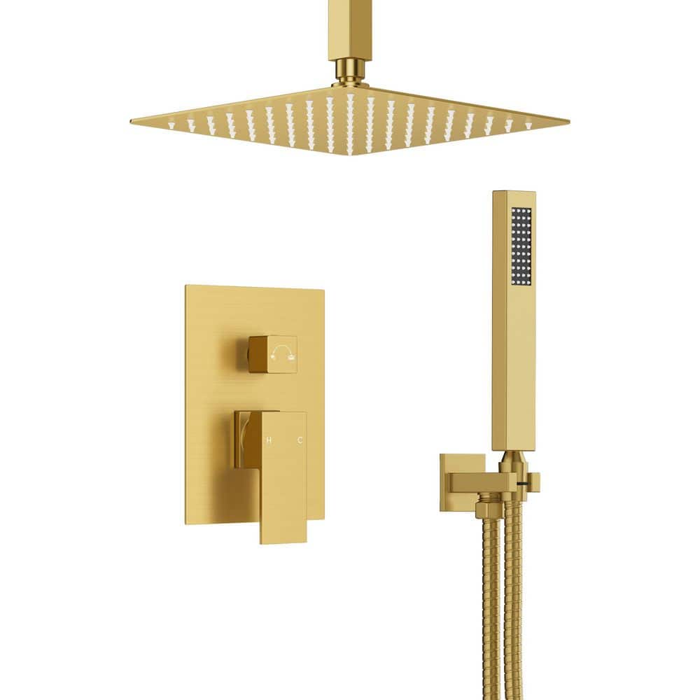 EVERSTEIN 13 in. LED Ceiling Mounted 2-Handle 2-Spray Shower Faucet 2.5 ...
