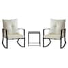 Cesicia 3-Piece Metal Outdoor Bistro Set Rocking Chairs and Glass ...