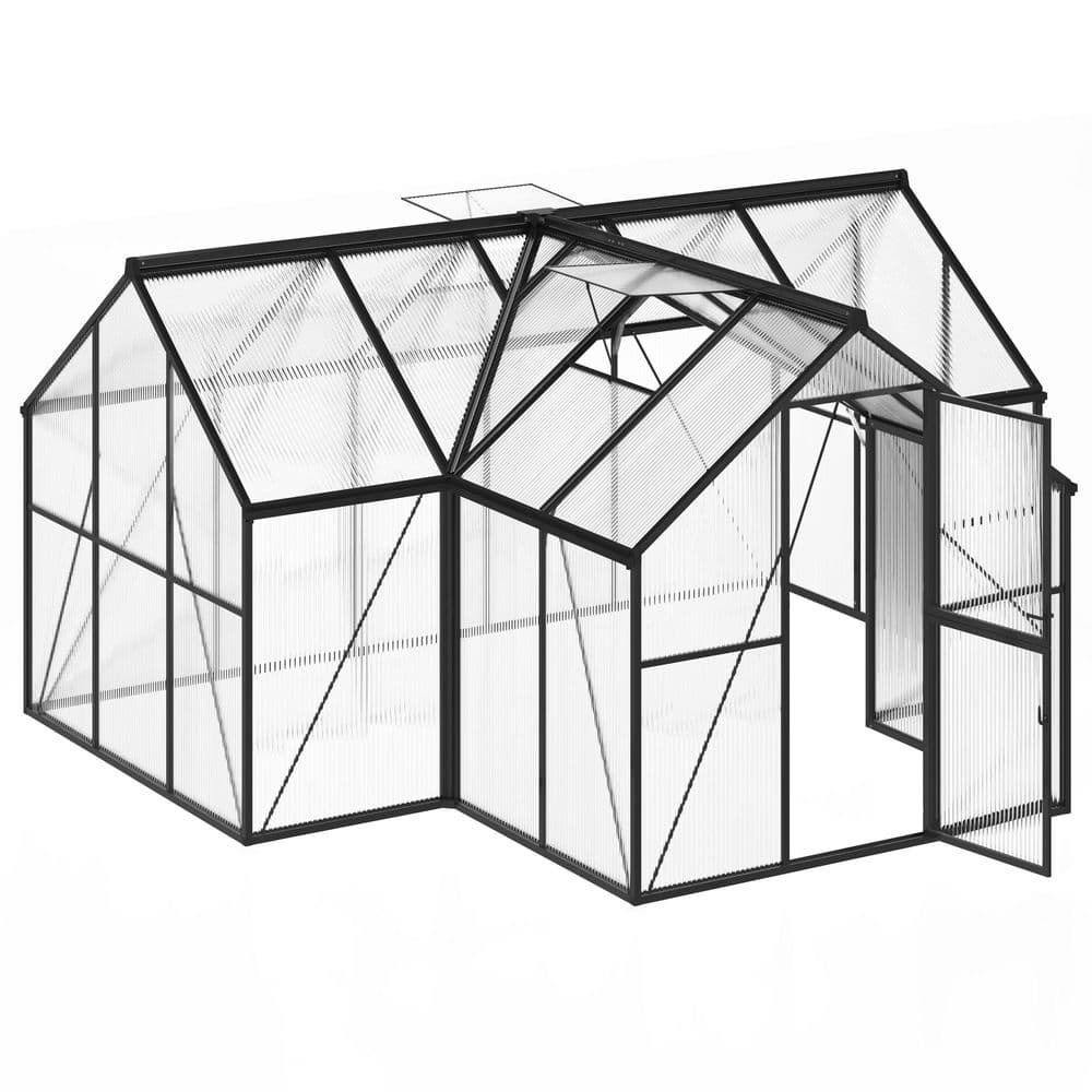 VIWAT 12 ft. W x 12 ft. D Greenhouse for Outdoors, Polycarbonate ...