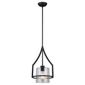 CANARM Orli 1-Light Matte Black Pendant Light with Metal Shade ...