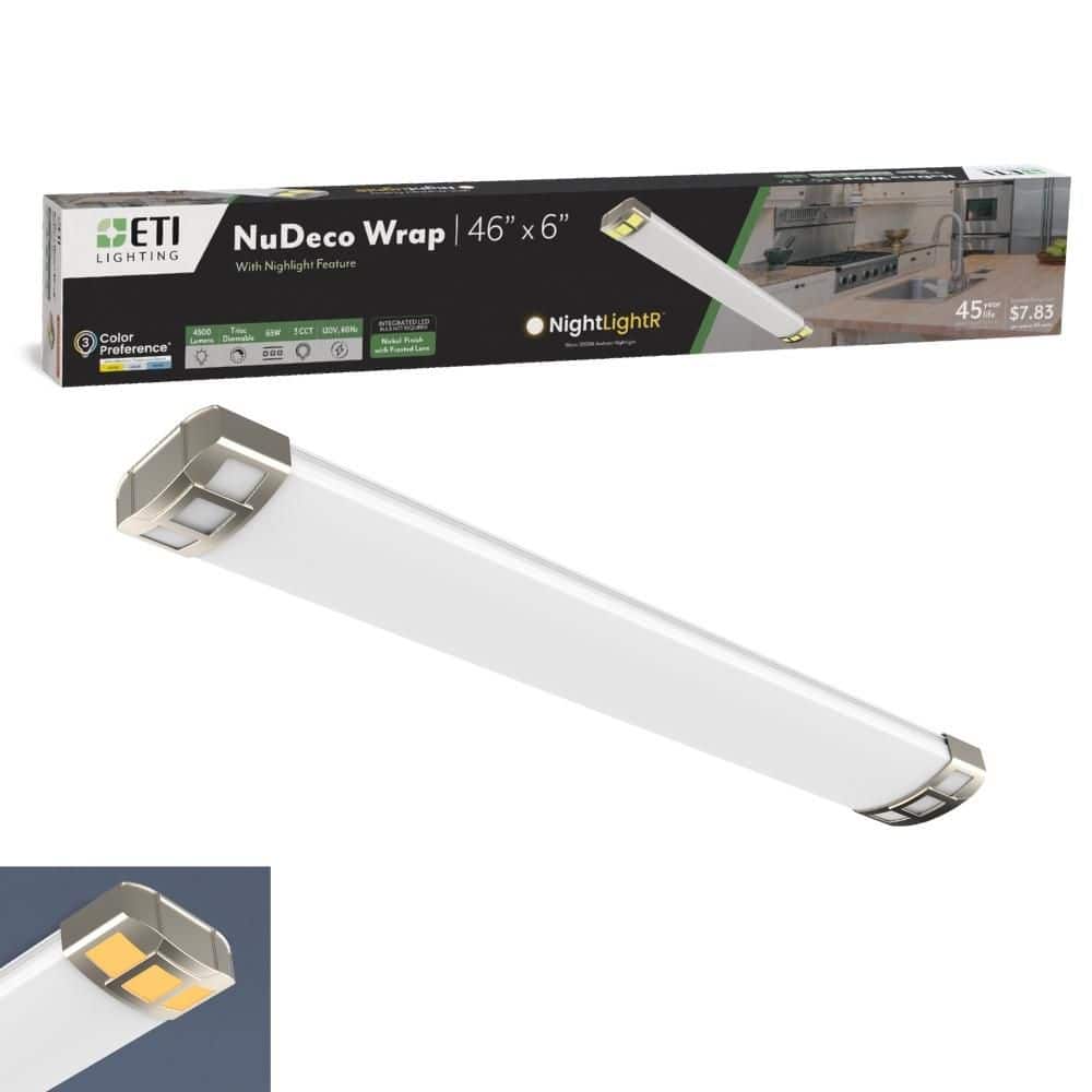 ETI LIGHTING NuDeco 4 ft. x 6 in. Brushed Nickel Craftsman Style LED ...