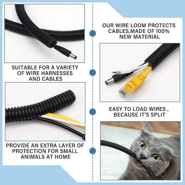 Flexible Conduit To Protect Wires 5/16" Split Wire Loom Conduit,