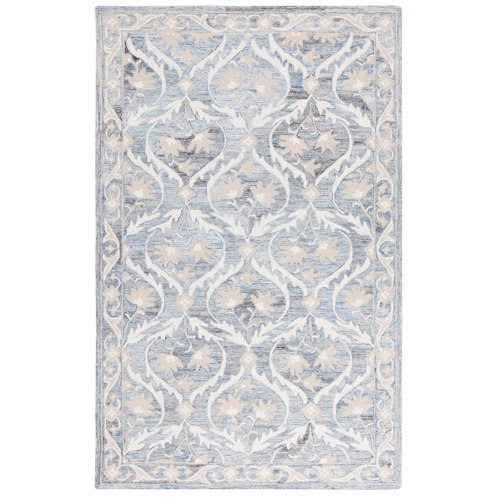 SAFAVIEH Blossom 5 ft. x 8 ft. Blue/Ivory Geometric Abstract Area Rug ...