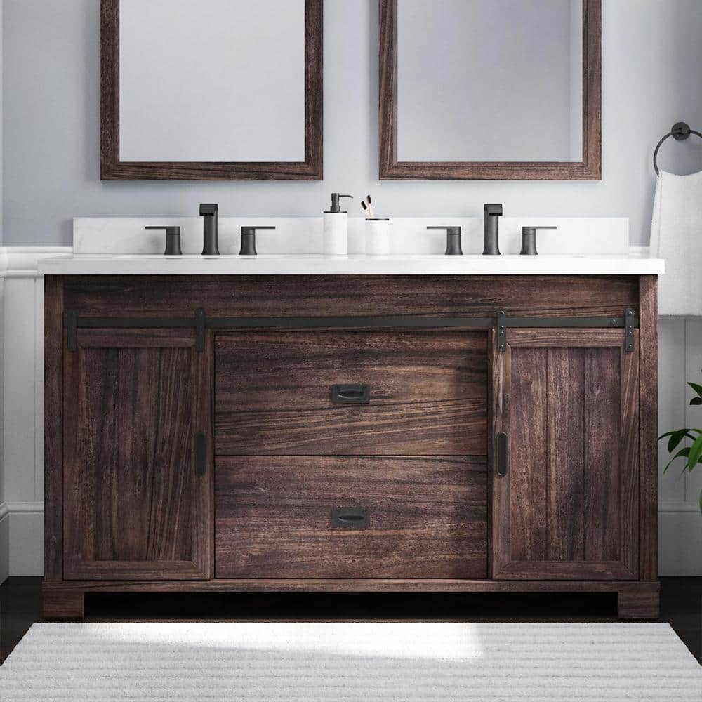 Reviews for Glacier Bay Brindley 60 in. Double Sink Freestanding Dark ...