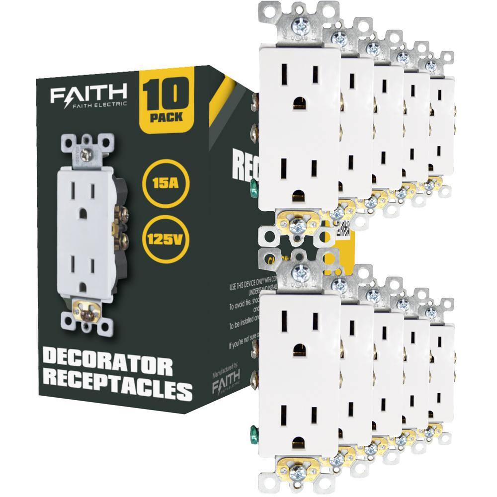 Faith 15 Amp 125-Volt Non-Tamper-Resistant NEMA5-15R Wall Mount Duplex ...