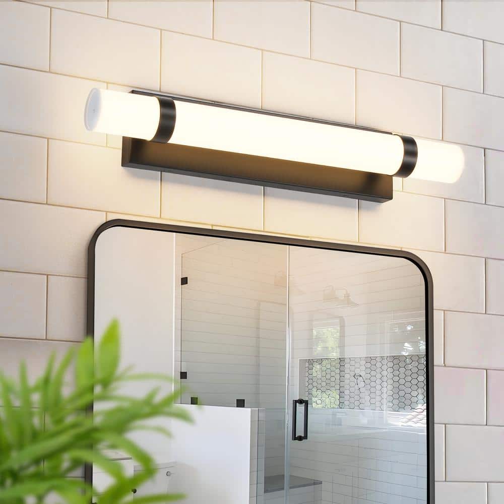 KAISITE 24 in. 1-Light Black LED Vanity Light Bar Dimmable 22W Bathroom ...