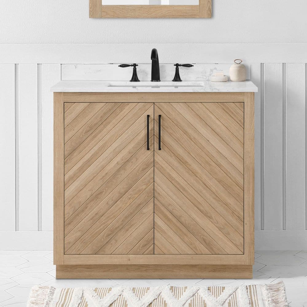 Glacier Bay Huckleberry 36 in. Single Sink Freestanding Weathered Tan ...