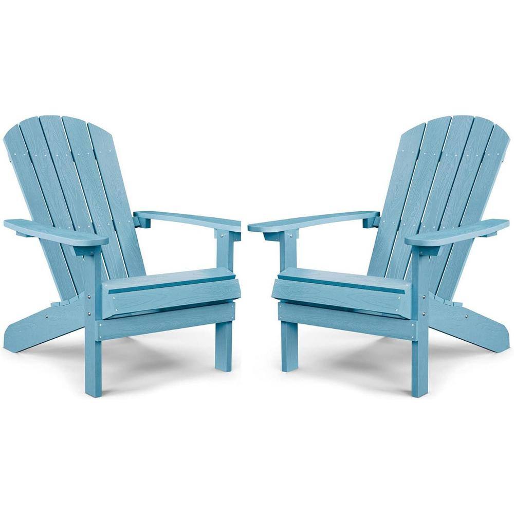 Mximu Classic Light Blue Plastic Outdoor Patio Adirondack Chair (Set of ...