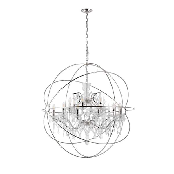 Marisha 18-Light Chrome Luxury Crystal Orb Chandelier for Living Room ...