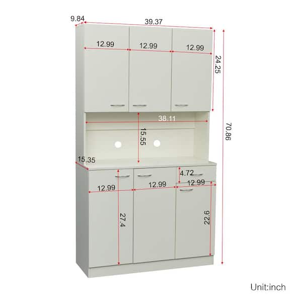 Utility Kitchen Pantry Cabinet Sizes Chart ETASE 72 White Tall Kitchen