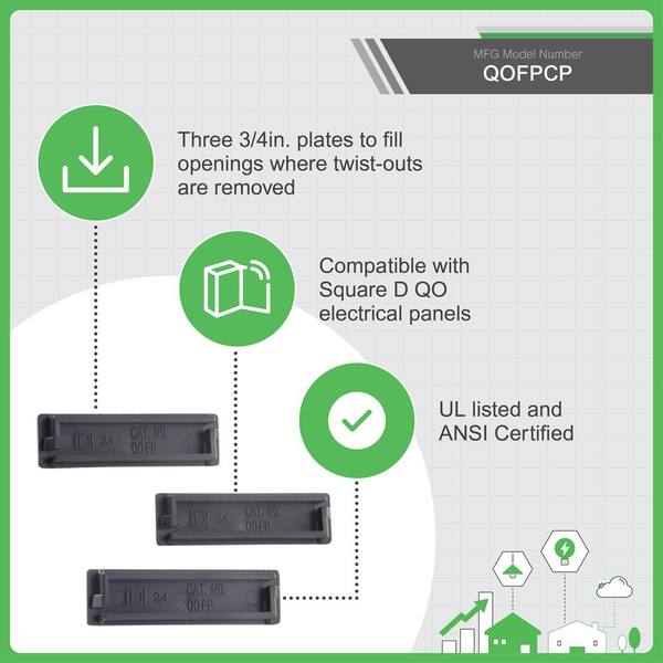 24 hours to serve you Pack of 3 Filler Plates Square D QO Type for ...