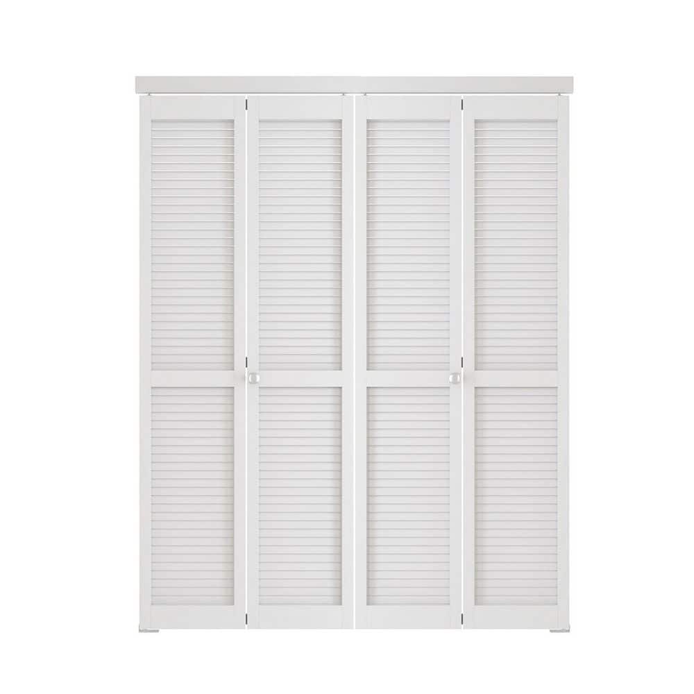 TENONER 64 in. x 80 in. Louvered Panel Solid Core Composite MDF and PVC ...